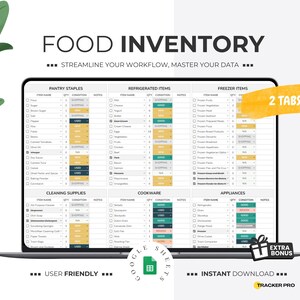 Food Inventory Template, Food Tracker Spreadsheet List Refrigerator ...