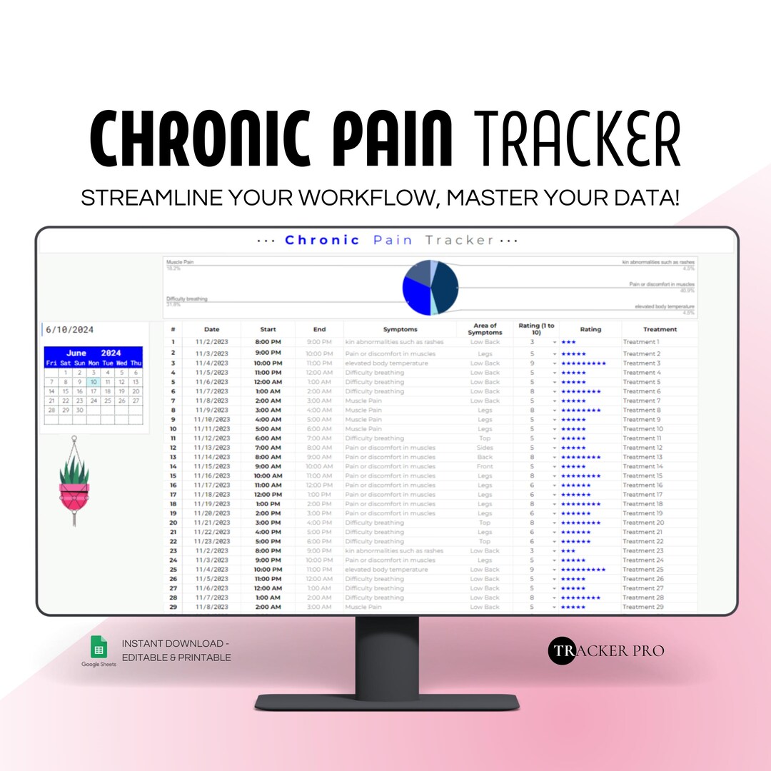 Chronic Pain Journal Template, Chronic Pain Tracker Google Sheets ...
