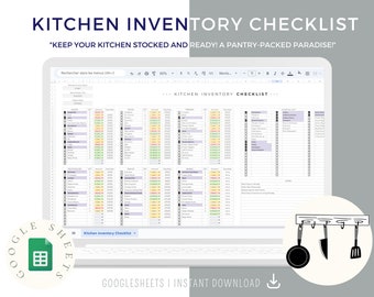 Kitchen Inventory Template, Pantry Inventory Spreadsheet List, Freezer ...