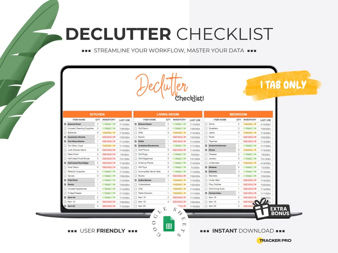 Decluttering Checklist, Decluttering List, Decluttering Guide Decluttering Planner Declutter ...
