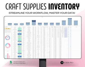 Craft Supplies Inventory Tracker Excel Spreadsheet Crafts Organization ...