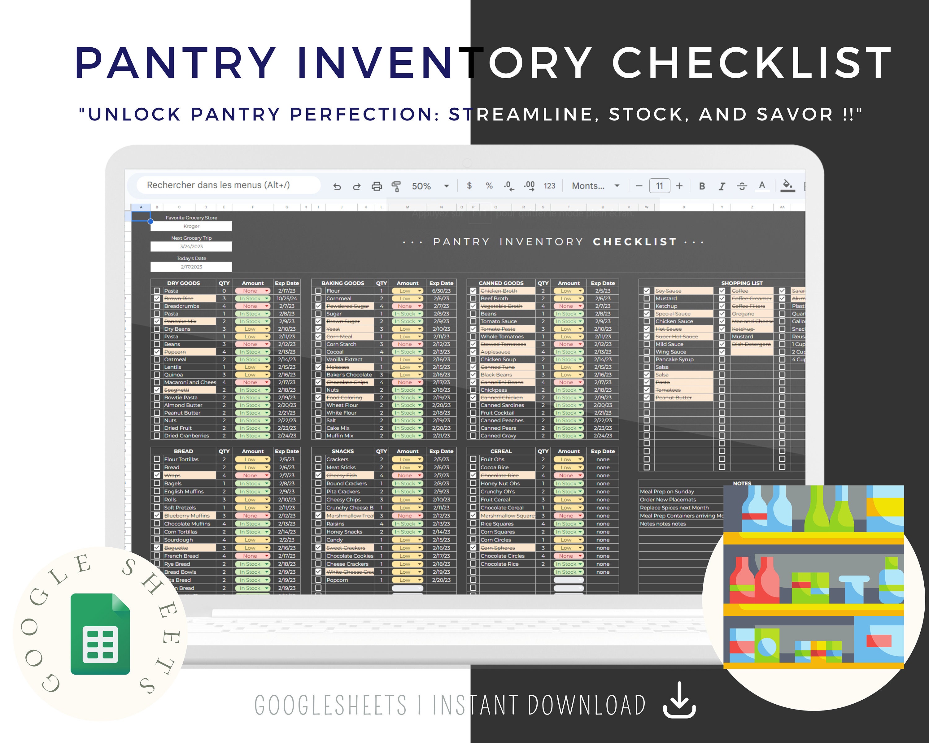 Pantry Planner, Pantry Inventory Template, Pantry List, Food Inventory ...
