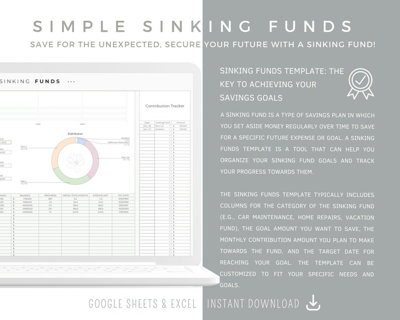 Finance Planner, Sinking Funds Tracker Spreadsheet for Google Sheets ...