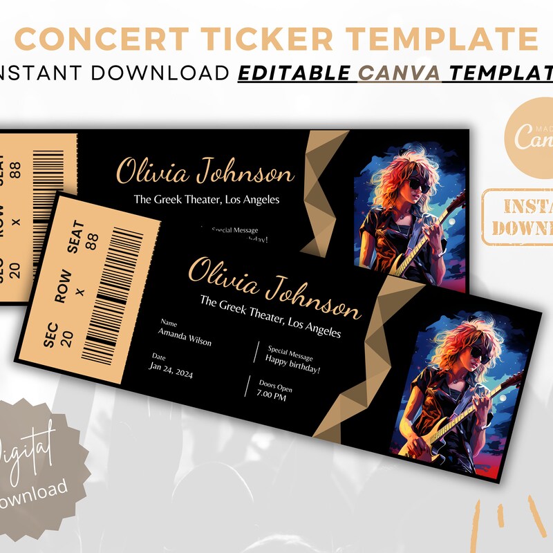 Concert Ticket Template - Etsy
