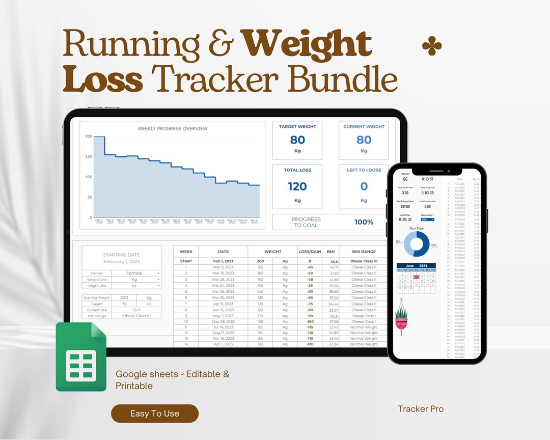Weight Loss Tracker Excel, Weight Loss Tracker Google Sheets, Weight ...