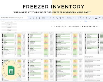 Freezer Inventory Template, Freezer Checklist, Freezer List, Food ...