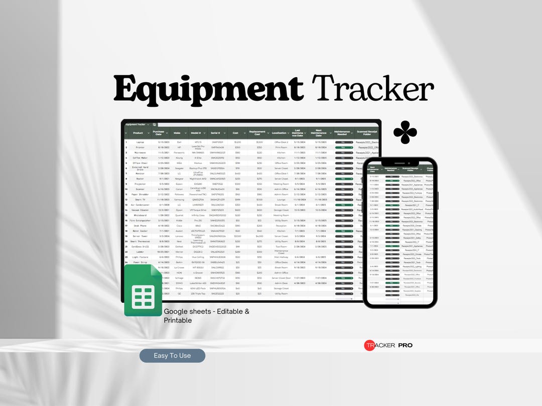 Equipment Tracker, Business Inventory Tracker, Asset Tracker, Heavy ...