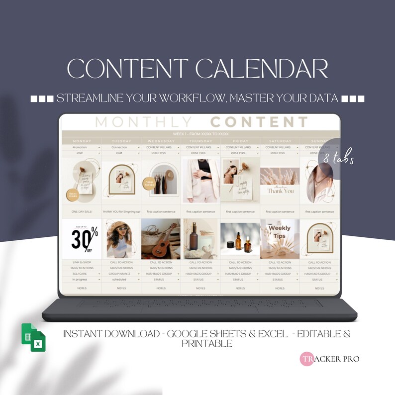 Social Media Content Calendar Google Sheets Template, Social Media ...
