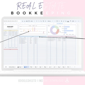 Real Estate Income and Expenses Bookkeeping Spreadsheet, Real Estate ...