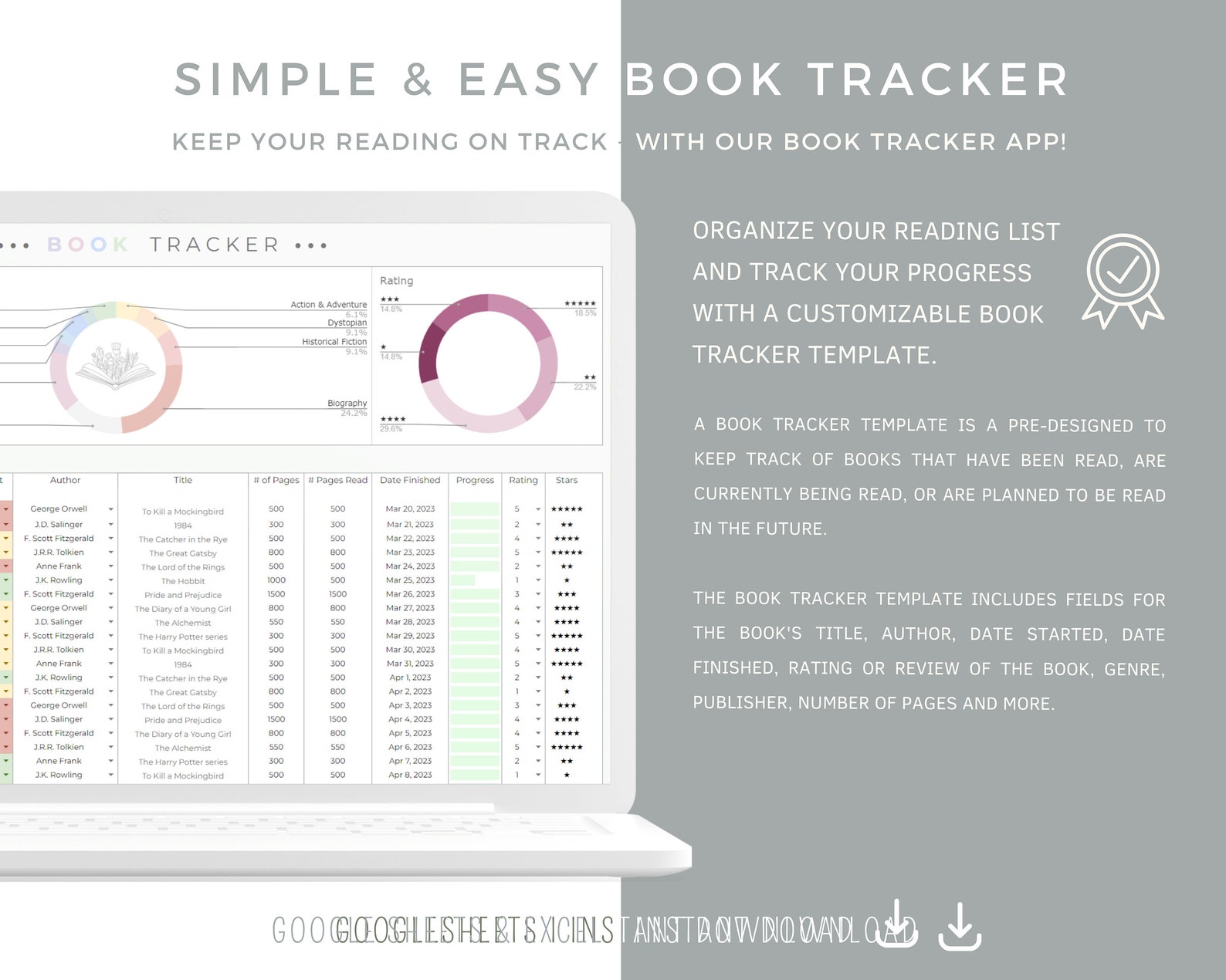 Reading Tracker Ultimate Book Tracker Template Track Your - Etsy