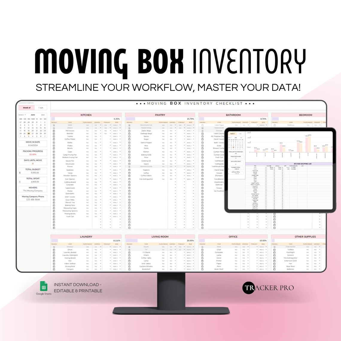 Moving Box Contents List Excel Spreadsheet, Moving Planning, Storage ...