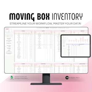 Moving Box Contents List Excel Spreadsheet, Moving Planning, Storage ...