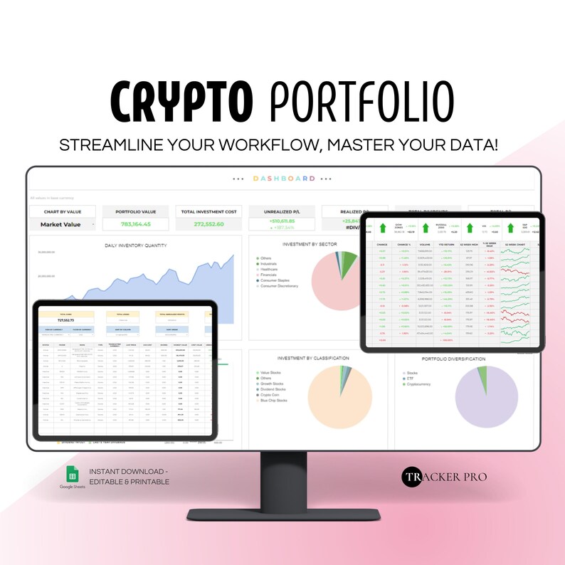 Crypto Investment Tracker, Stock Portfolio Tracker Stock Spreadsheet ...