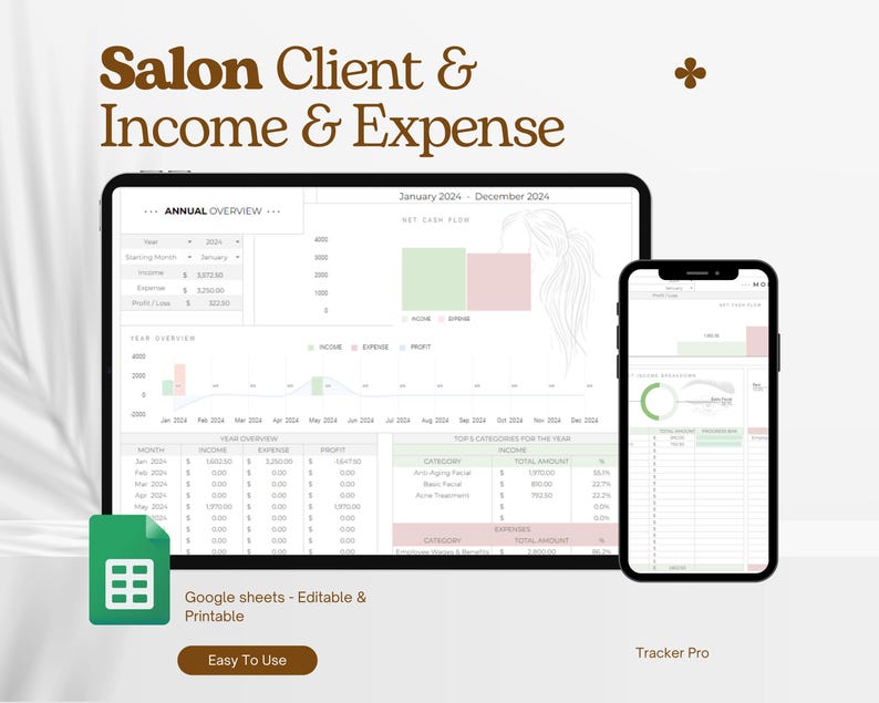 Salon Business Planner Template, Hair Salon Bookkeeping Log, Beauty ...