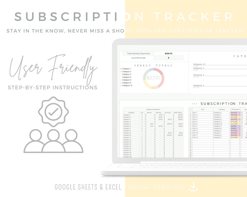 Monthly Subscription Tracker Google Sheets, Monthly Subscription ...