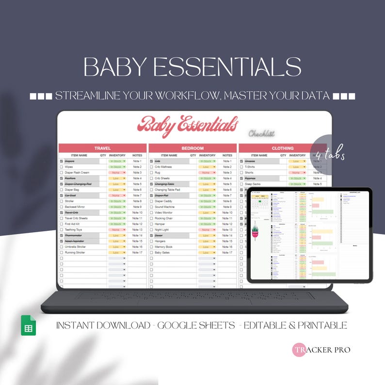 Baby Registry Checklist, Baby Essentials Checklist Google Sheets ...