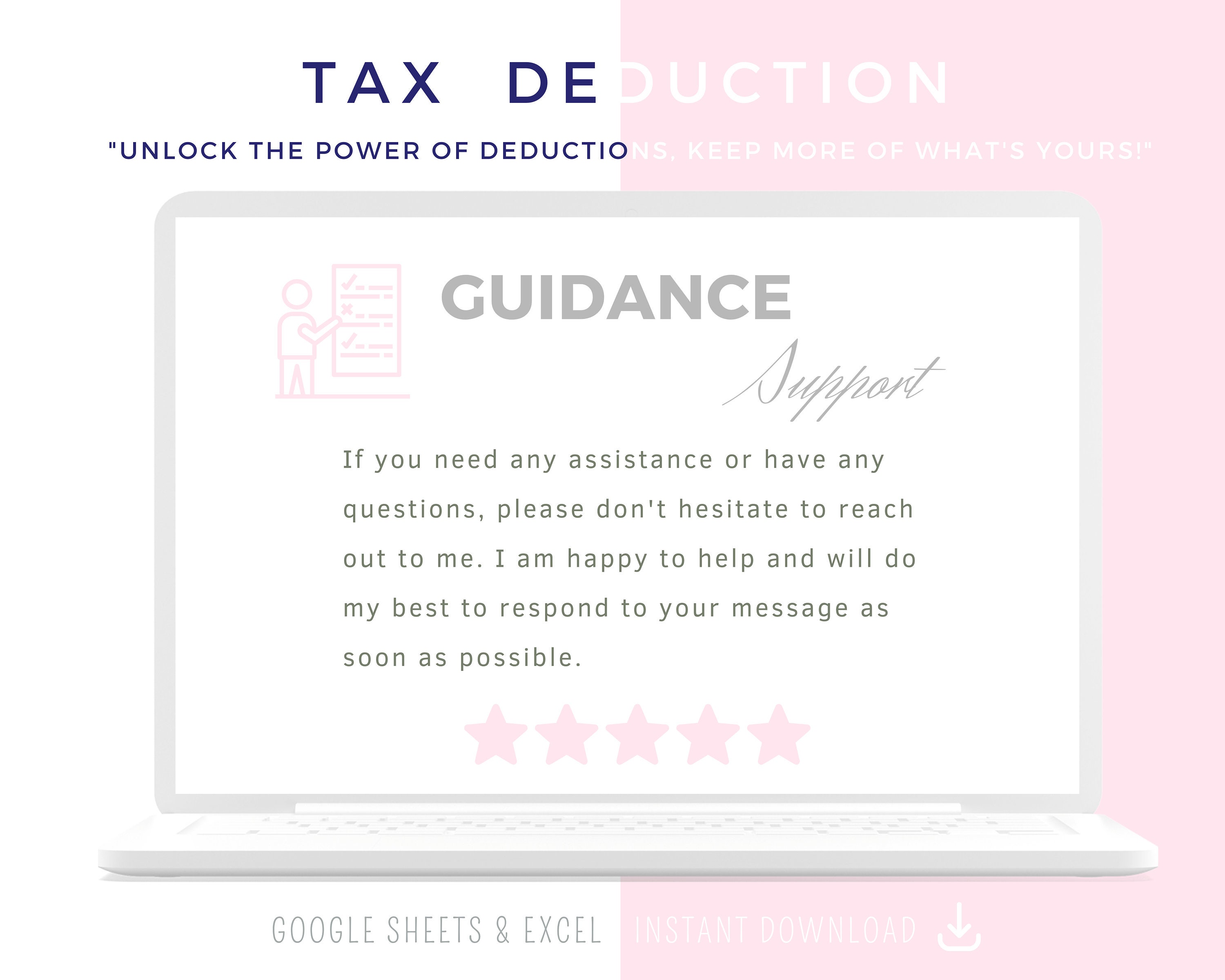 Tax Deduction Tracker Excel Spreadsheet, Editable Tax Deductions List ...