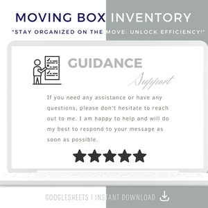 Moving Box Inventory Template Moving Planner Moving Box - Etsy