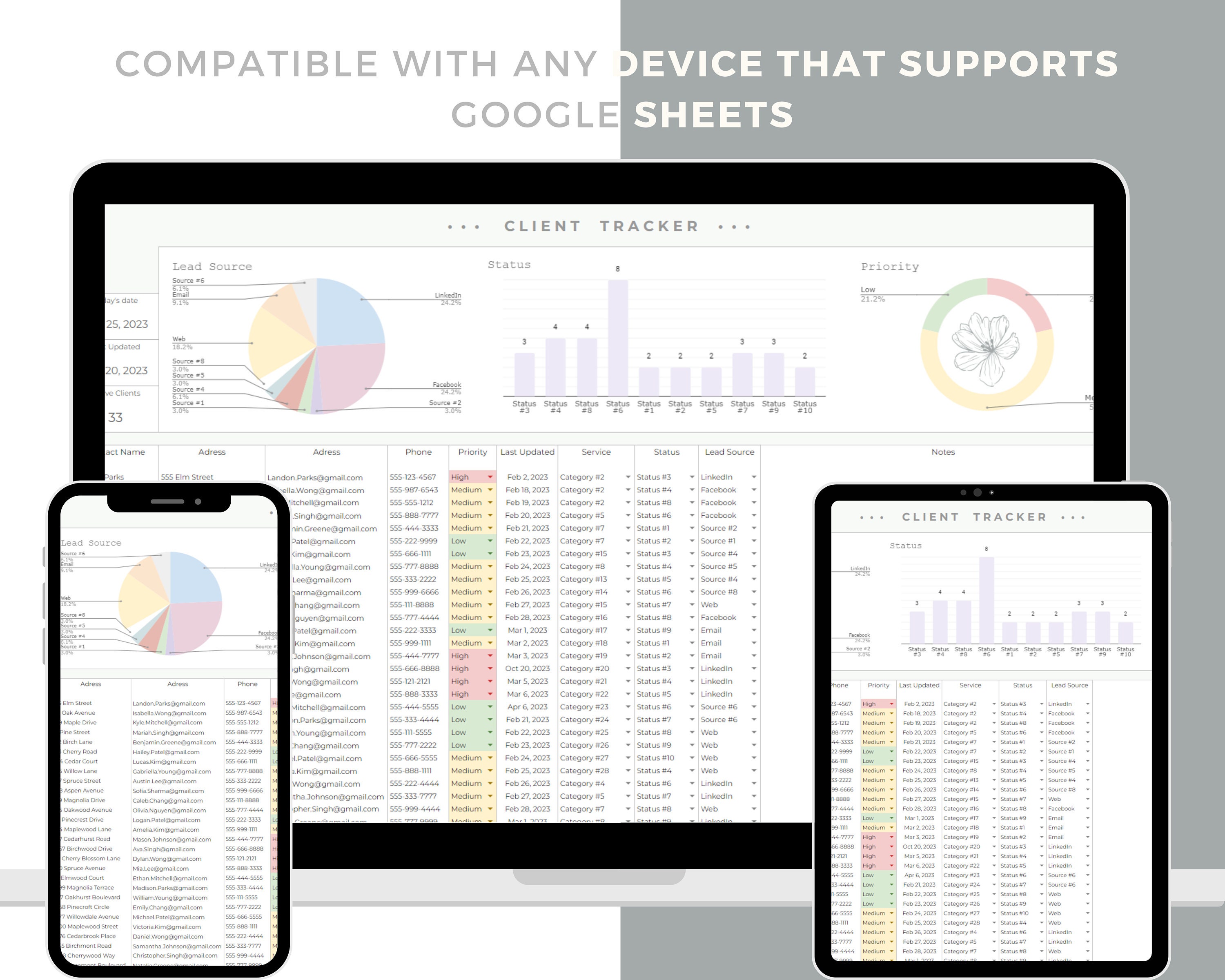 Client and Task Tracker Business Planner Spreadsheet Communication Log ...