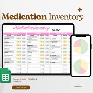 Medication Tracker, Spreadsheet for Medications, Pill Reminder ...