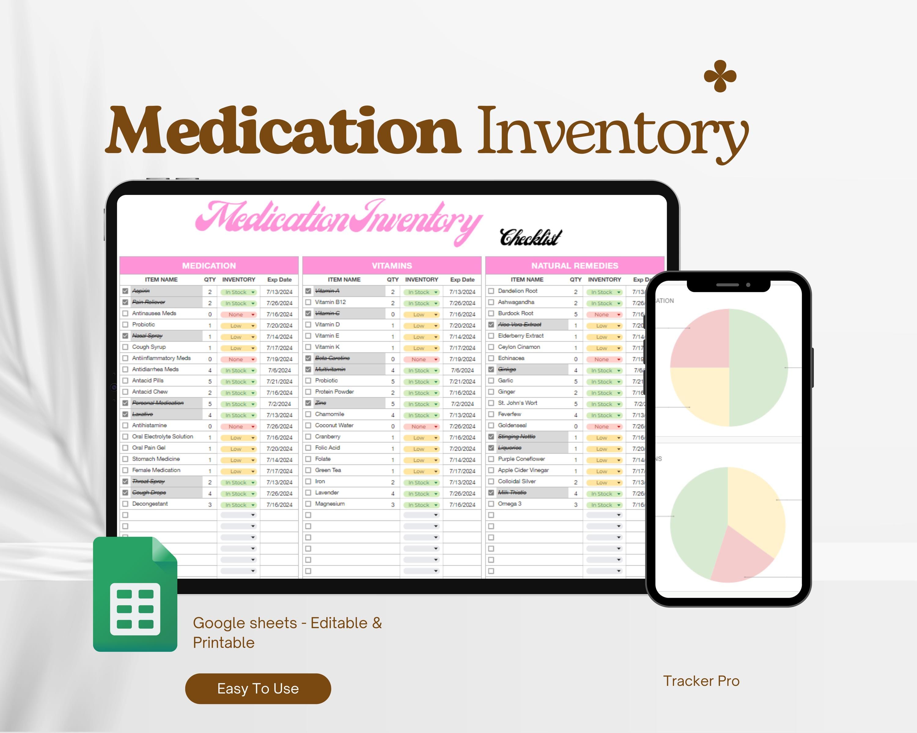 Medication Tracker, Spreadsheet for Medications, Pill Reminder, Medication Sheet, Keep Track of ...