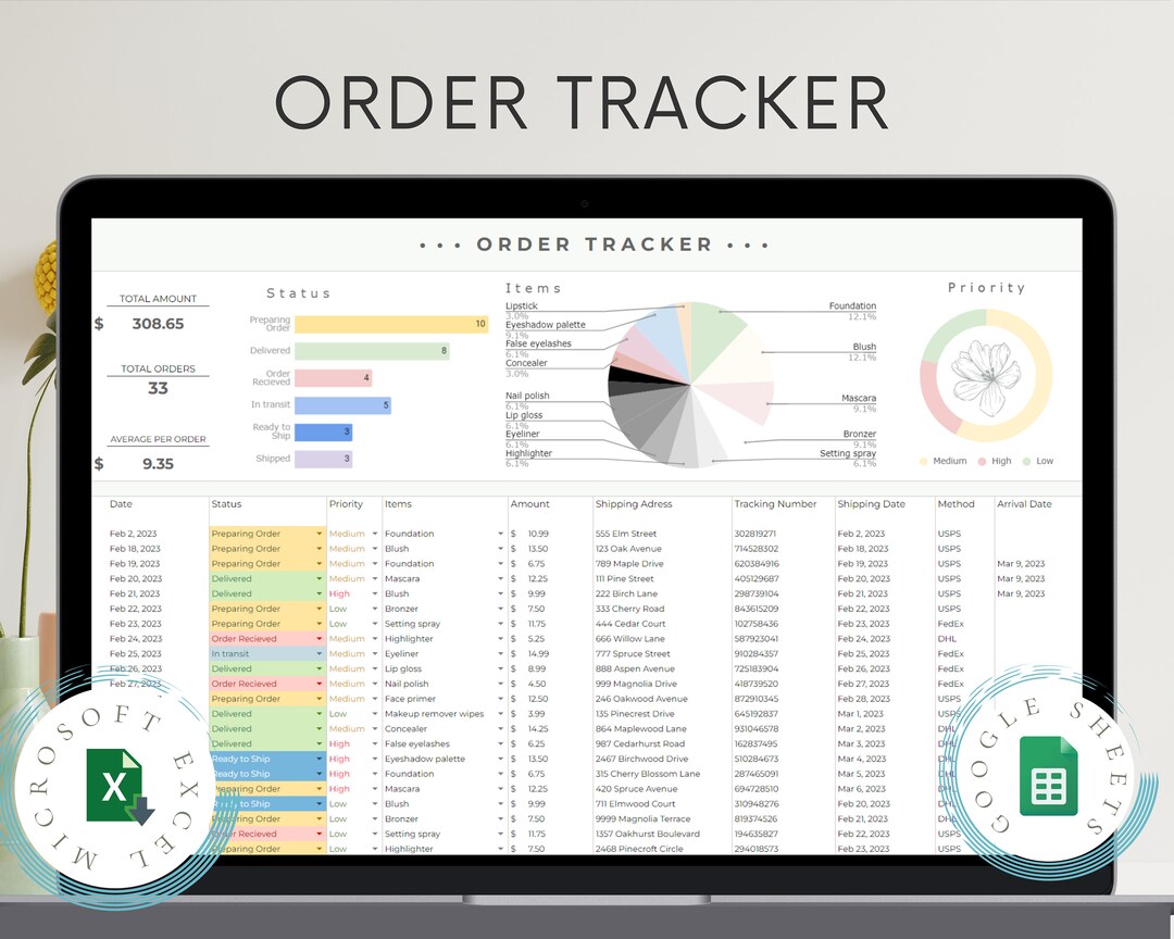 Order Tracker Spreadsheet Order Tracker Google Sheets Small Business ...
