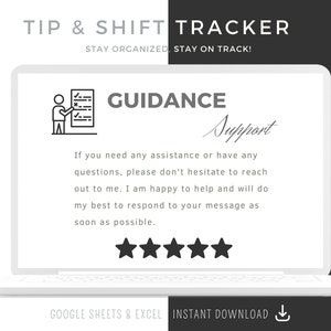 Tip Tracker Excel Spreadsheet, Tips Tracker, Tip Shift Tracker, Server ...