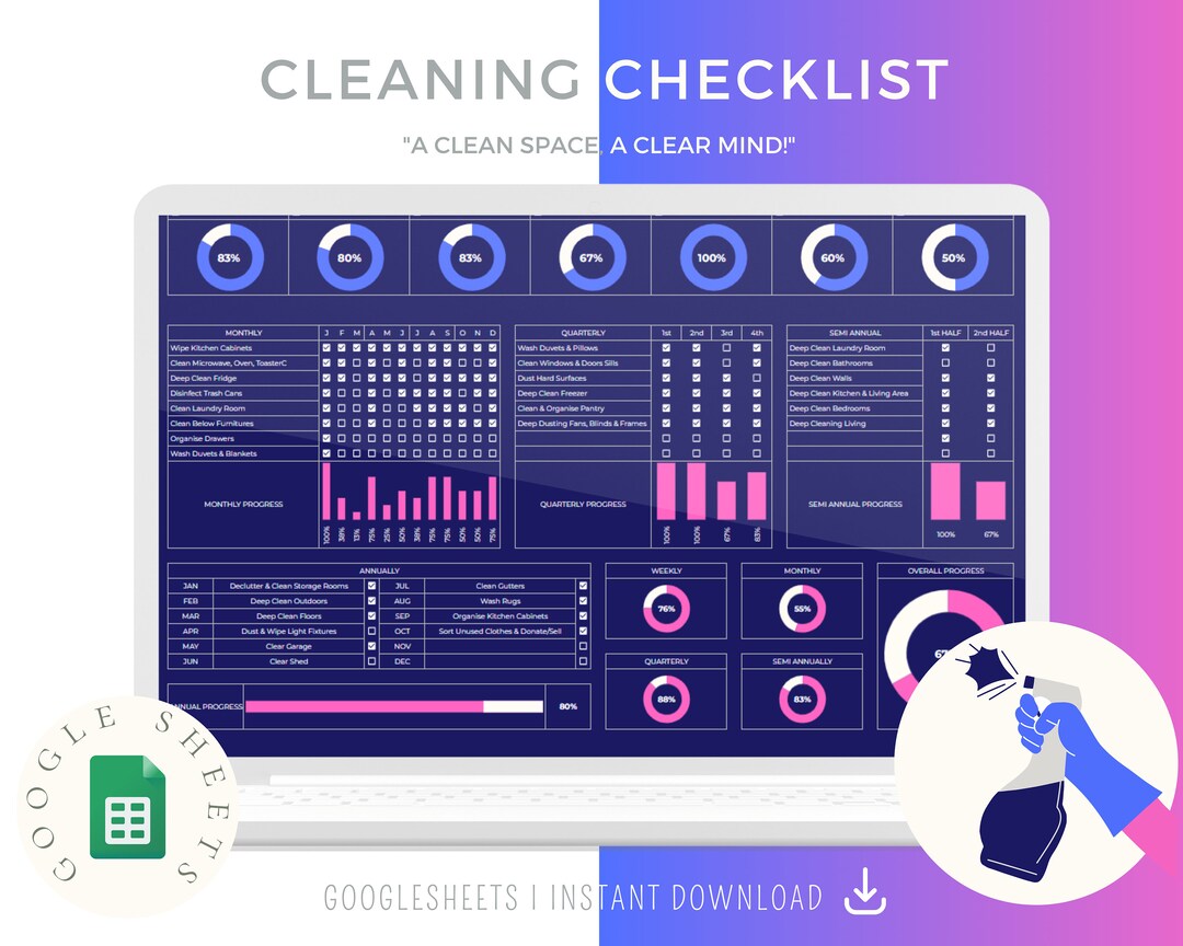 Cleaning Check List Cleaning Chart Cleaning Checklist - Etsy