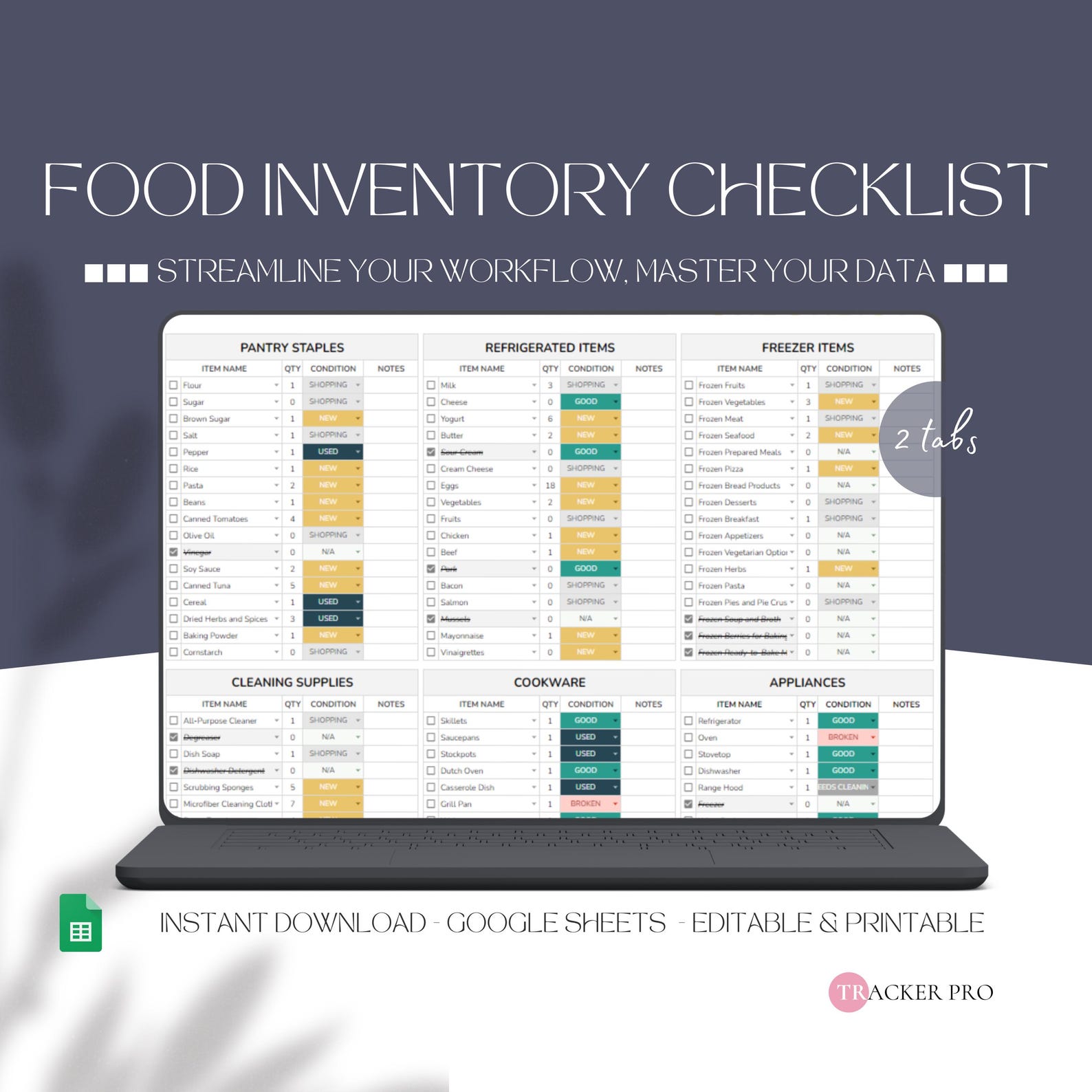 Spices Inventory List, Pantry Inventory Spreadsheet, Spice Inventory ...