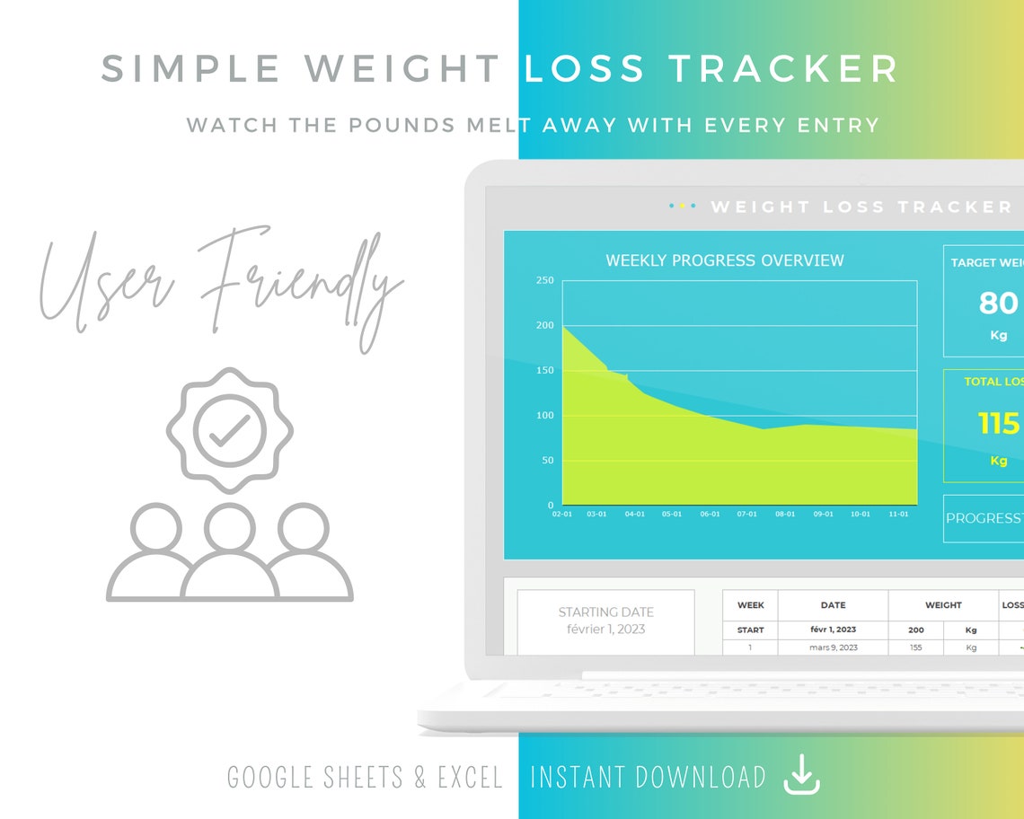 Weight Loss Tracker Spreadsheet for Google Sheets Weight Loss - Etsy