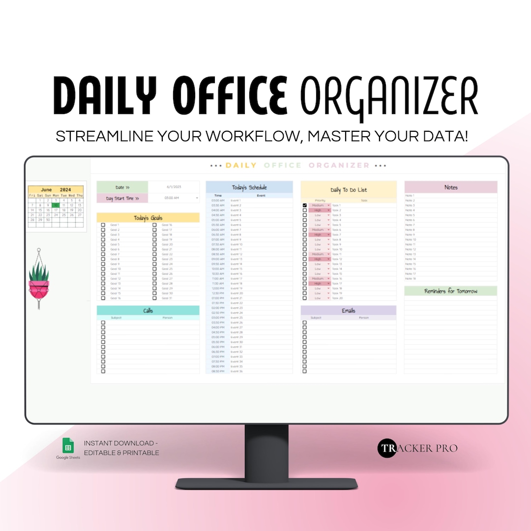 Office Daily Planner, Work Day Organizer, Employee Work Schedule, Daily ...