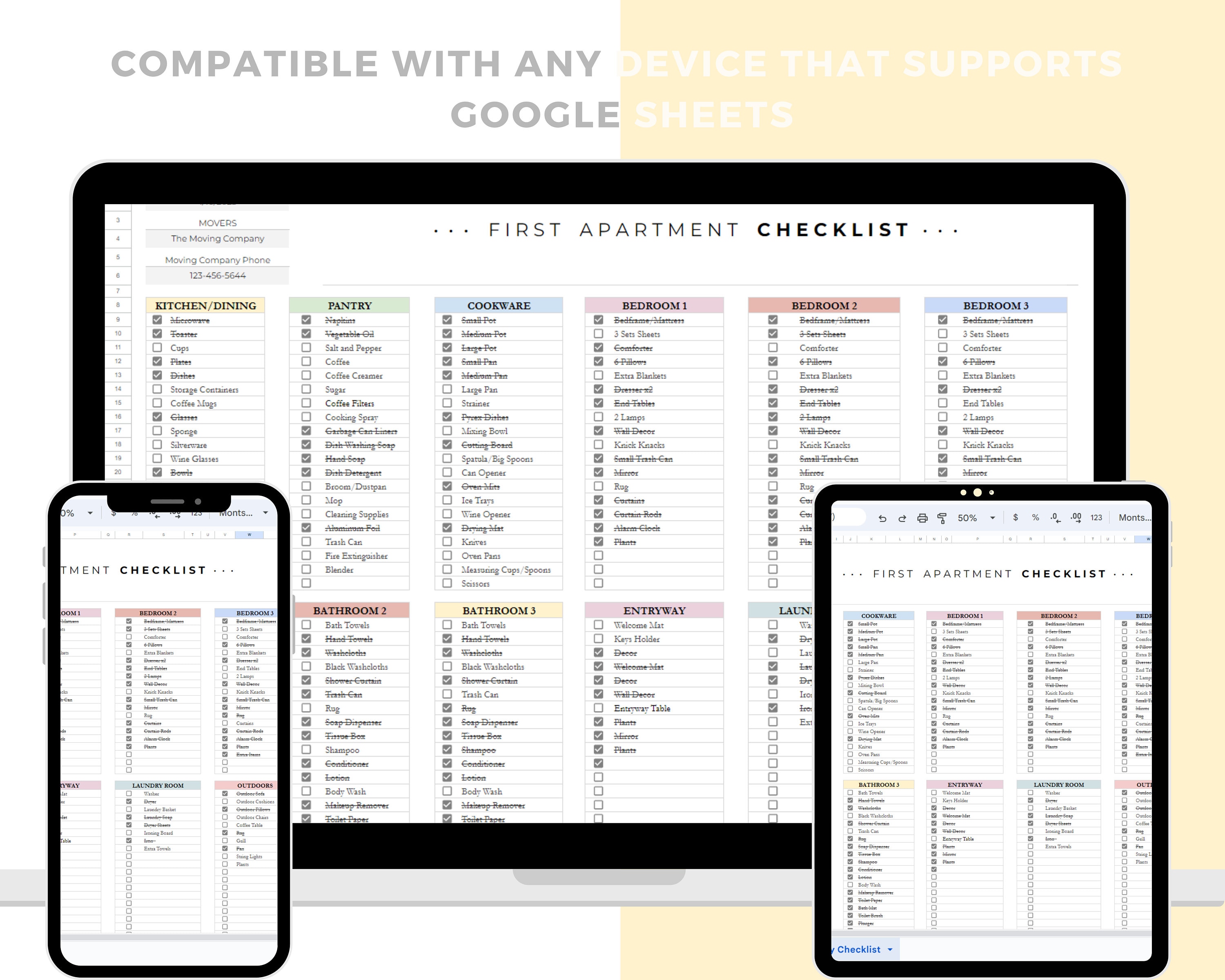 First Apartment Checklist Template Excel Spreadsheet, Our First ...