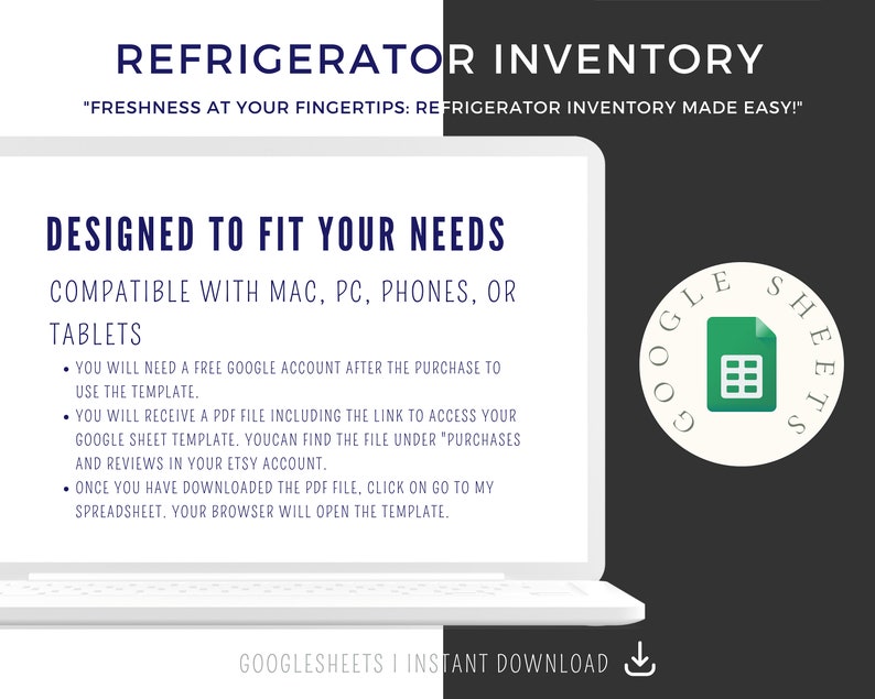 Refrigerator Food Tracker Excel Sheet Googlerefrigerator - Etsy