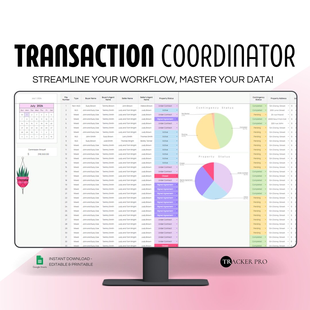 Real Estate Transaction Coordinator Task Tracker Buyer & Seller Client ...