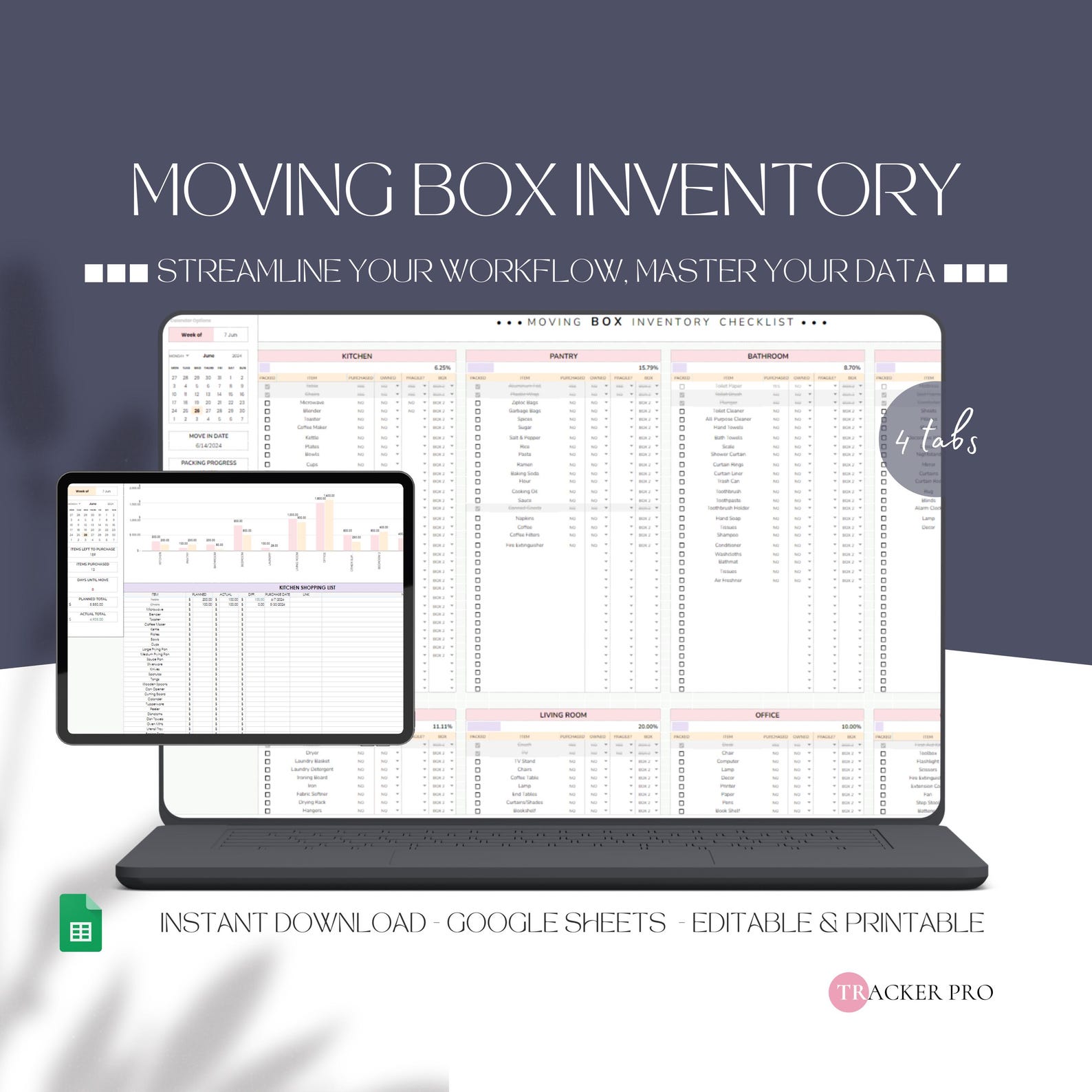 Moving Box Inventory Template, Moving Planner, Moving Box Checklist ...