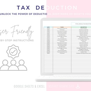 Tax Deduction Tracker Excel Spreadsheet, Editable Tax Deductions List ...