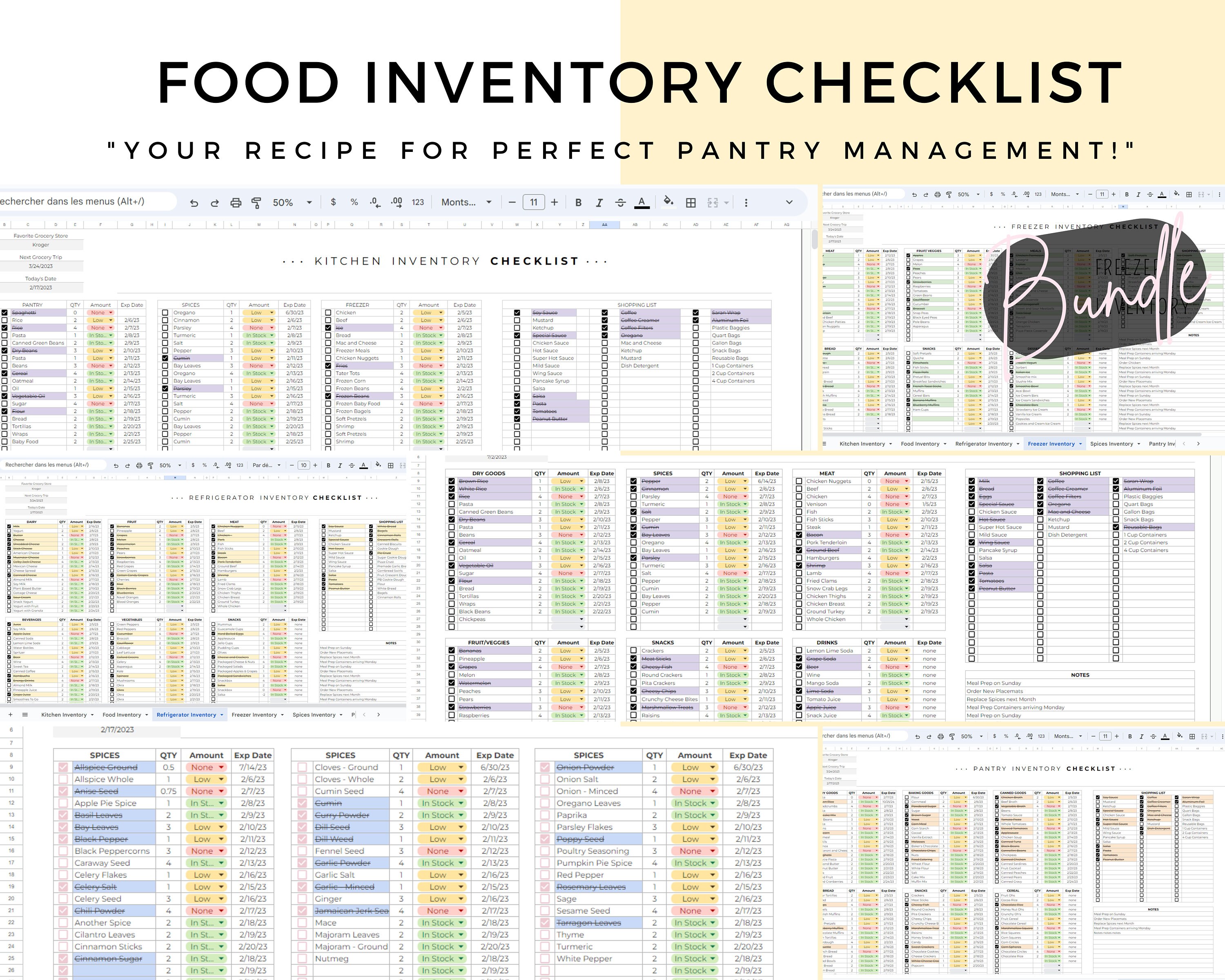 Inventory,pantry Inventory, Freezer Inventory,spice Inventory, Fridge ...
