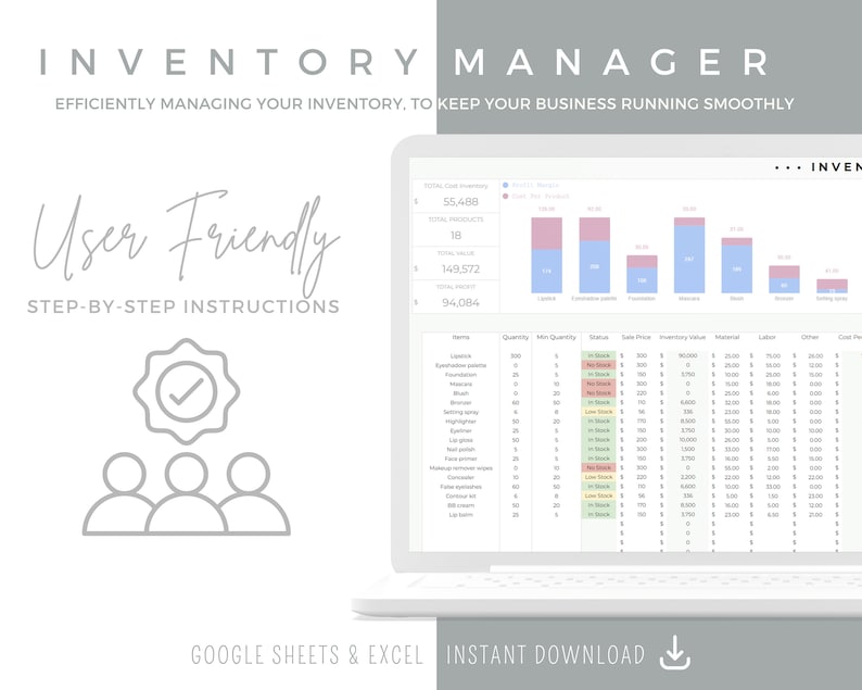 Inventory Spreadsheet, Inventory Management, Business Inventory ...