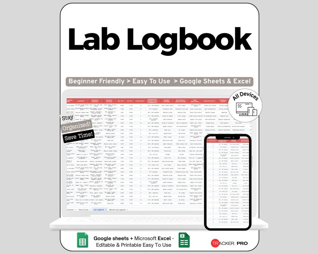 Lab Experiment Logbook Google Sheets, Track Experiments, Results ...