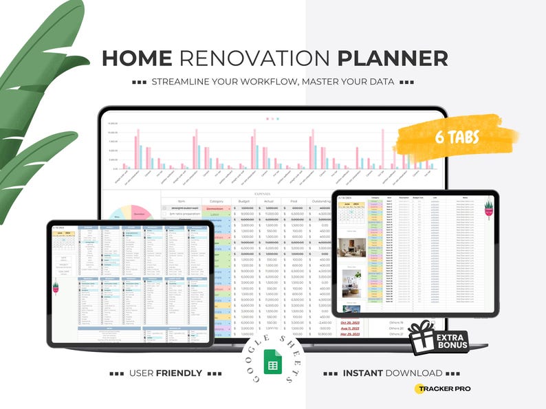Home Improvement Planner Template, Home Remodel Planner Budget, Home ...