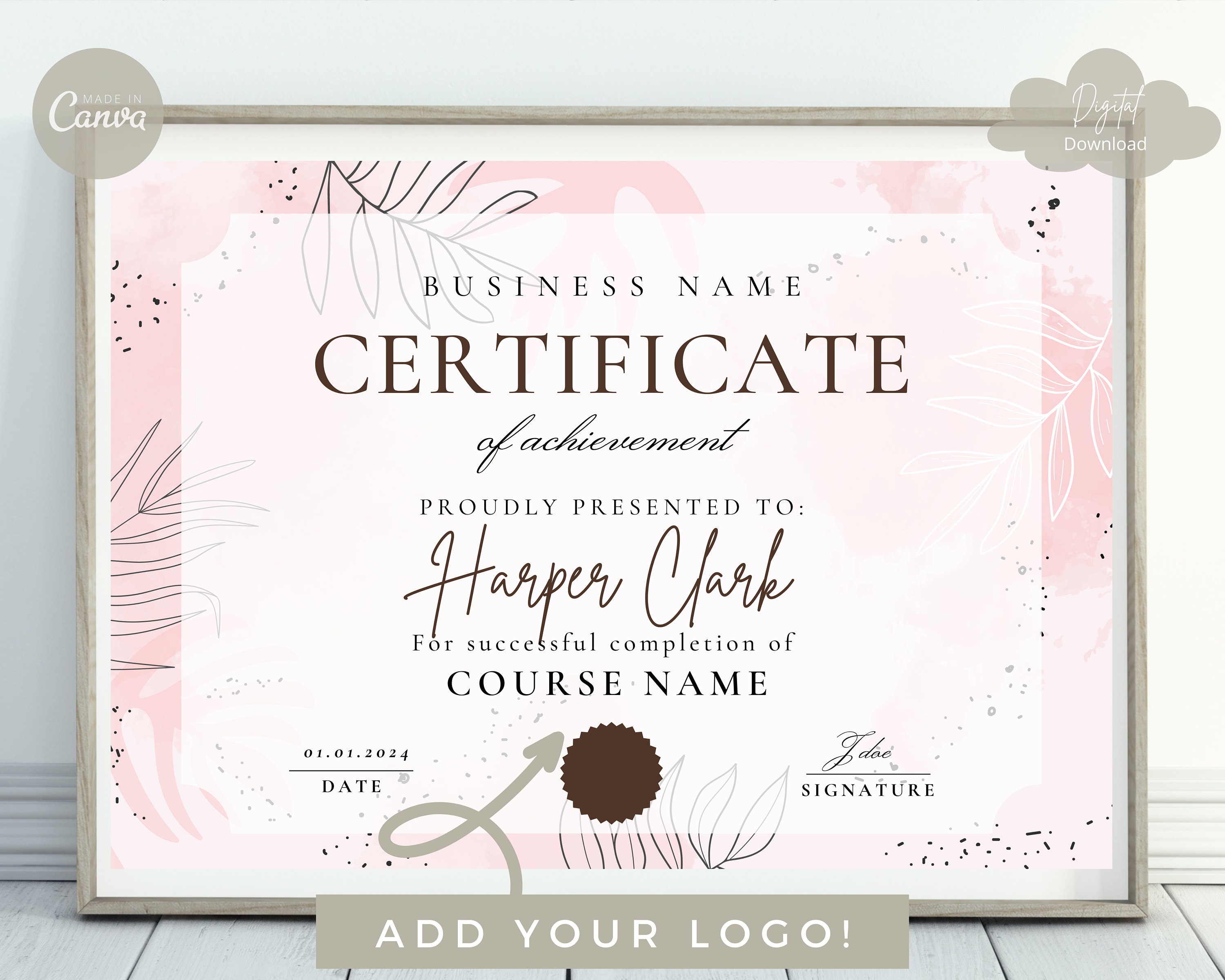 Certificate of Completion Template, Editable Lash Artist Certificate ...
