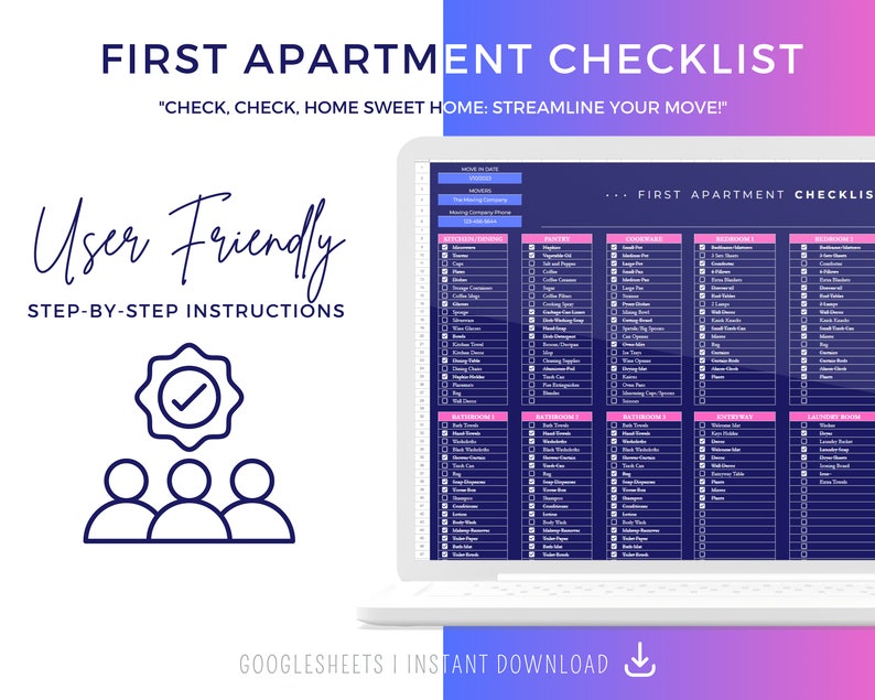 First Apartment Essentials Checklist, New Apartment Checklist, New ...
