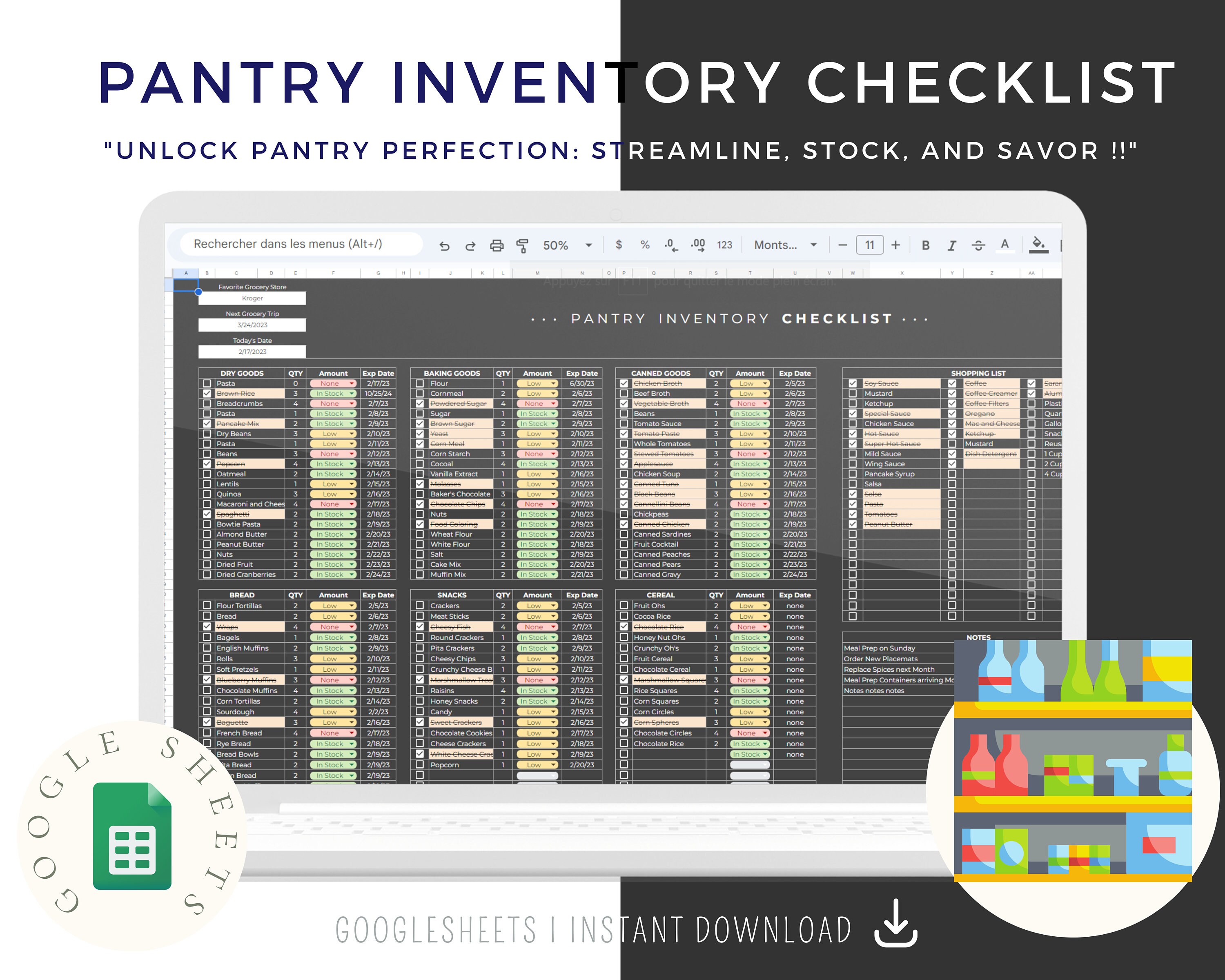 Pantry Planner, Pantry Inventory Template, Pantry List, Food Inventory ...