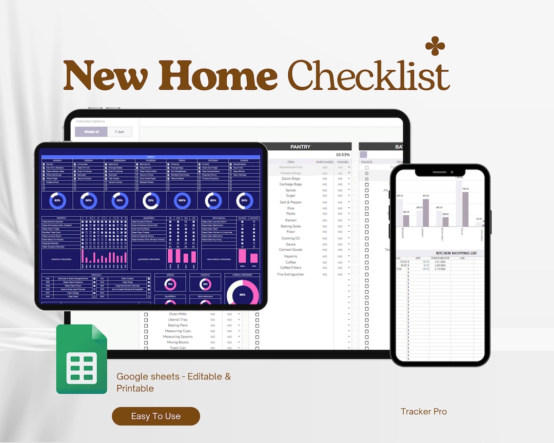 New Home Planner Template, New Apartment Essentials Checklist ...
