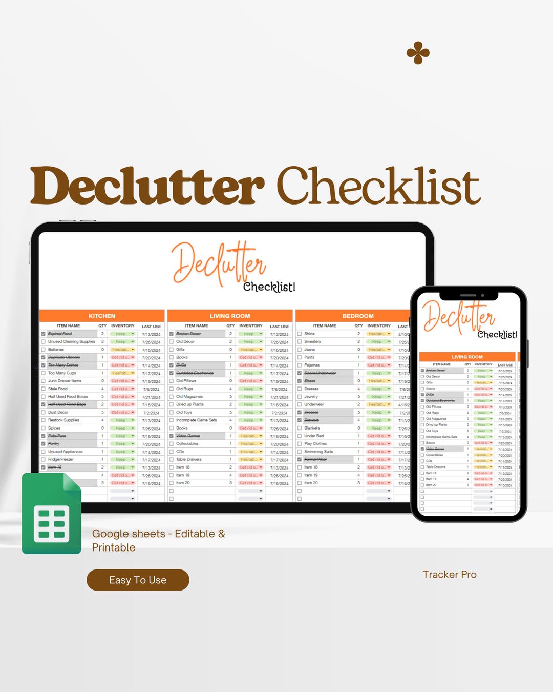 Declutter Checklist Template, Declutter Challenge, Declutter Planner ...