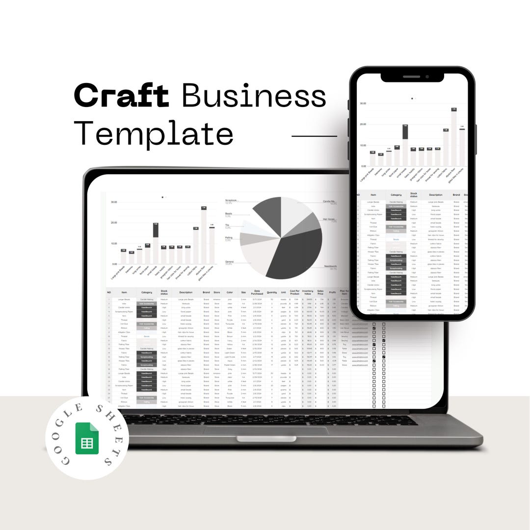 Craft Business Template Google Sheets, Craft Supplies Inventory Tracker ...