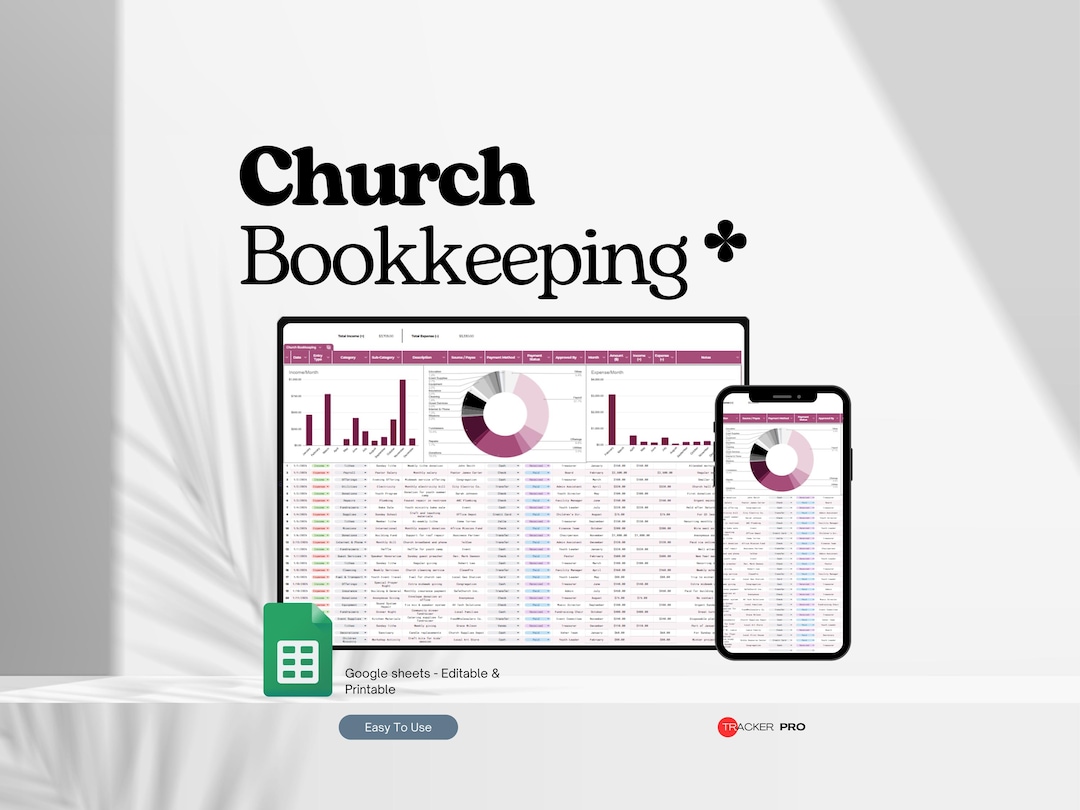 Church Bookkeeping Template Excel Spreadsheet, Church Accounting ...