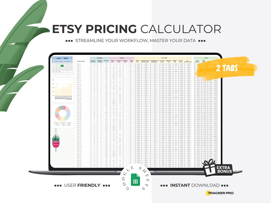 Etsy Fee and Profit Calculator, Pricing Spreadsheet, Small Business ...
