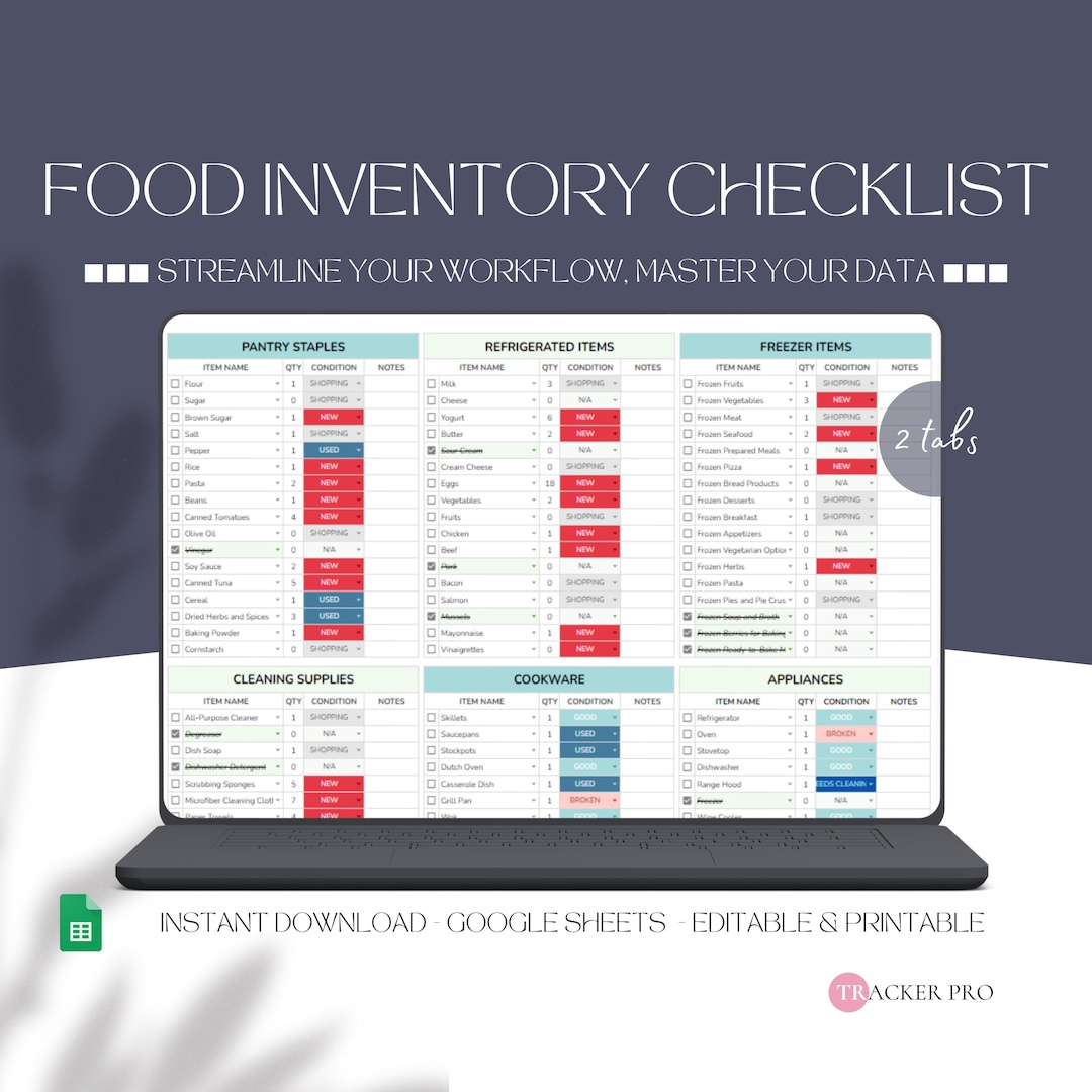 Freezer Inventory Template, Freezer Checklist, Freezer List, Food ...
