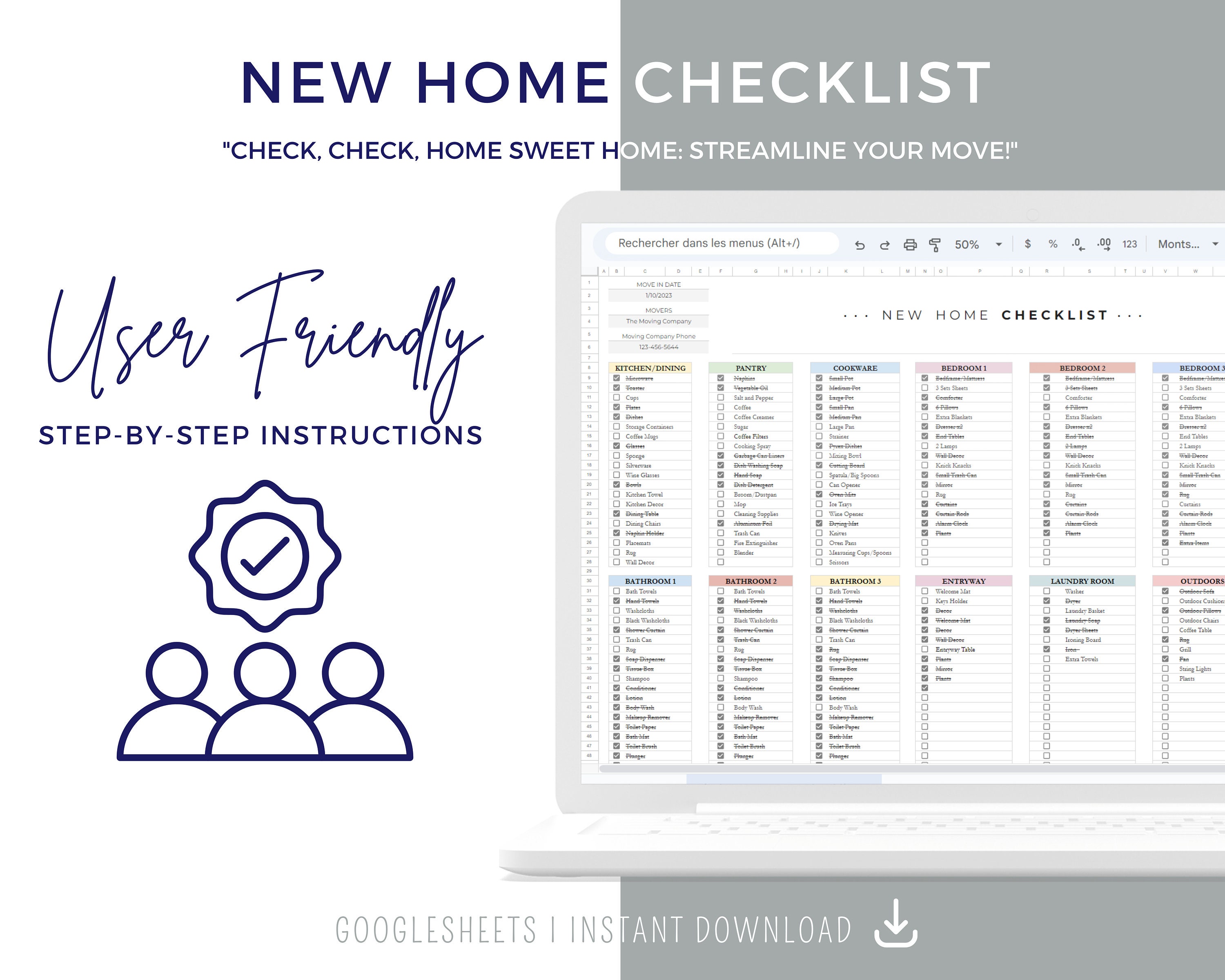 New Home Planner Template, New Apartment Essentials Checklist Excel ...